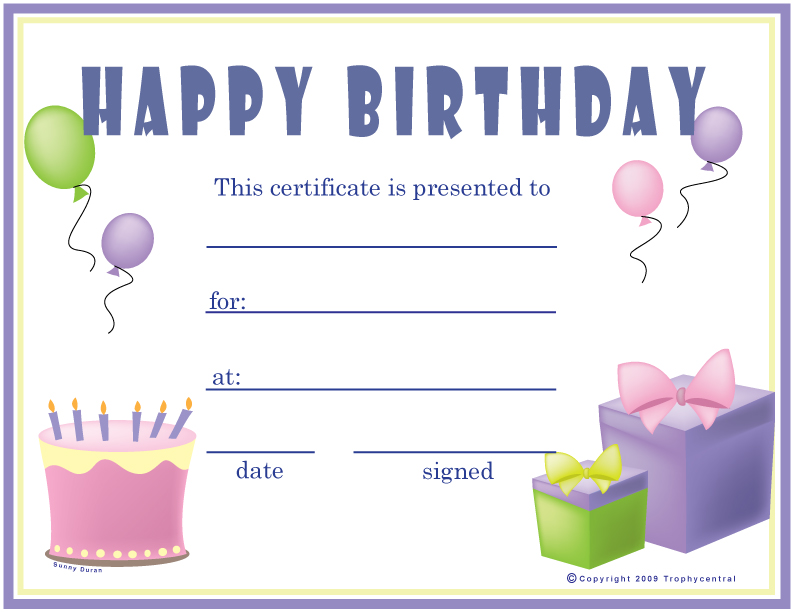 Free Birthday (Girl) Certificate | Free Templates