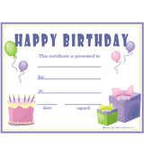 Free Birthday (Boy) Certificates, Certificate Free Birthday (Boy)