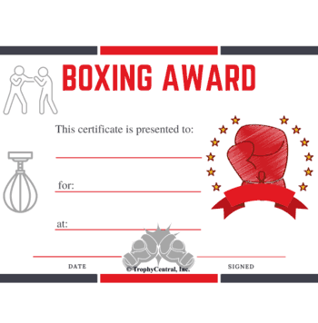 Free Boxing Certificate Template | TrophyCentral