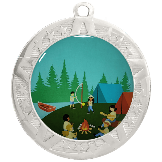 2 3/4 inch Camp / Campers medals with a silver frame and 2 inch Epoxy ...