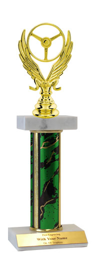 Marble Platform Trophies with Winged Wheel Figure