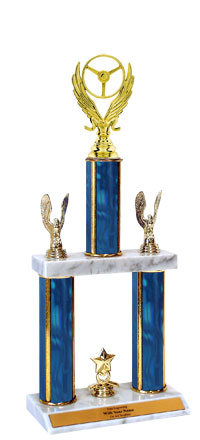 Two Tier Winged Wheel Trophies, Winged Wheel Trophy with Two Tiers