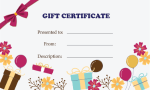 Celebrate Themed Gift Certificate Template | Trophy Central