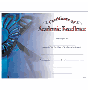 Certificate of Academic Excellence from TrophyCentral