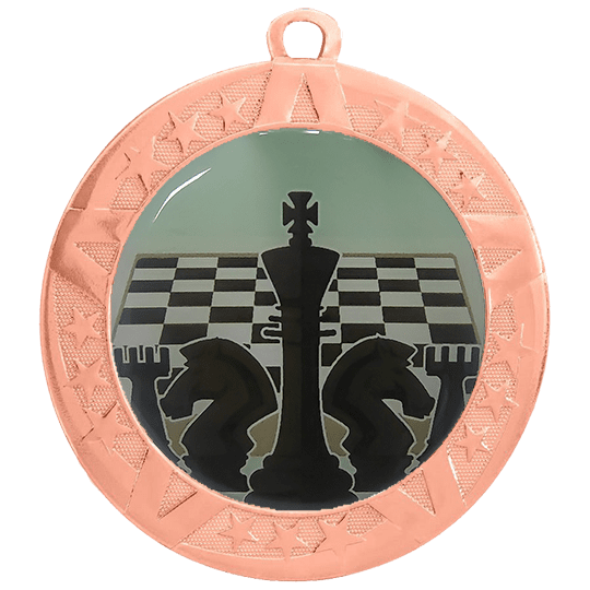 2 3/4 inch Chess medals with a bronze frame and 2 inch Epoxy dome decal ...