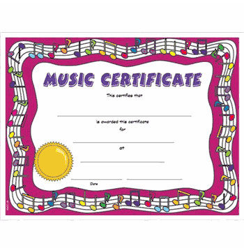 Musical Notes Award Certificate
