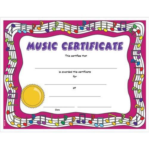 Musical Notes Award Certificate