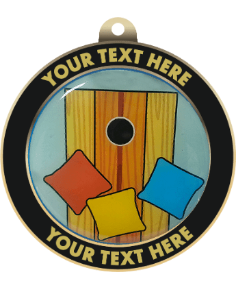 Colorful Cornhole Insert Medals with Customizable Front Rim | TrophyCentral