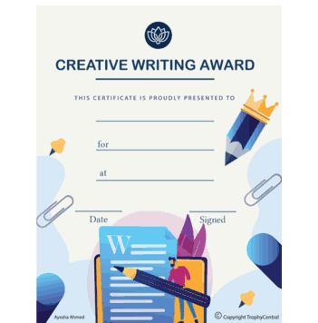 Free Creative Writing Award Certificate Template | TrophyCentral