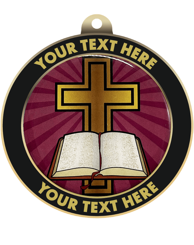 Colorful Cross Insert Medals with Personalized Front Rim