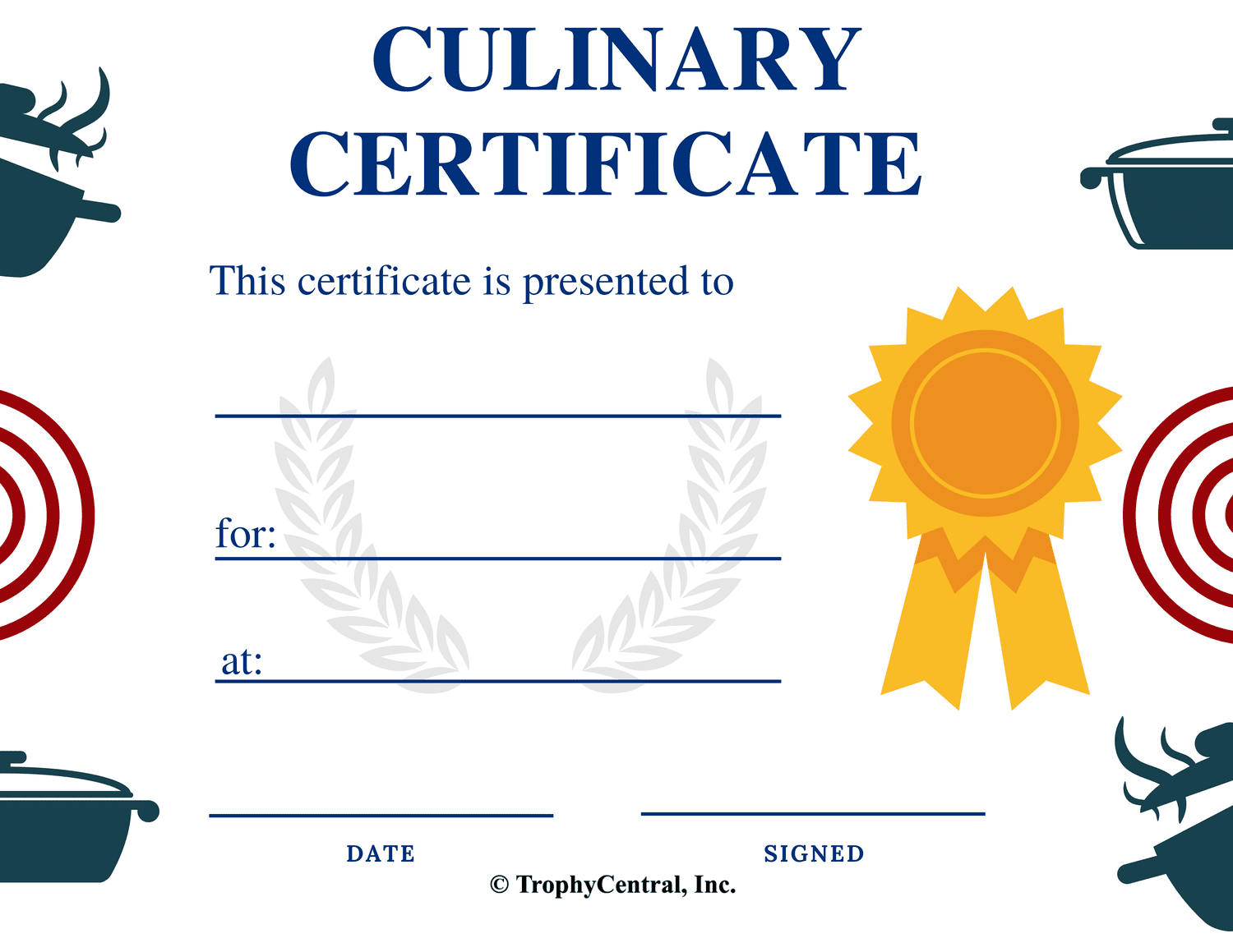 Free Culinary Award Certificate Template | TrophyCentral