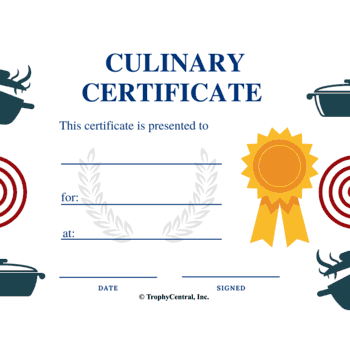 Free Culinary Award Certificate Template | TrophyCentral