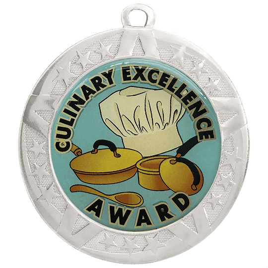2 3/4 inch Culinary medals with a silver frame and 2 inch Epoxy dome ...