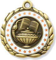 Academic Lamp and Book Medals w/Custom Ring for Event Name