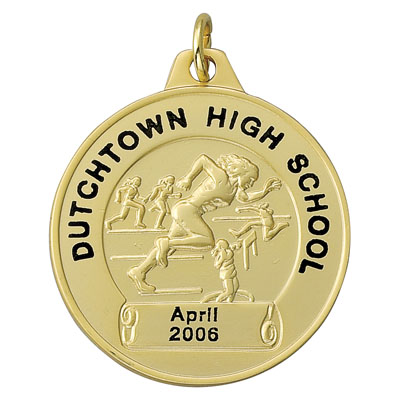 Personalized Gold Girls Track Front Imprint Medals