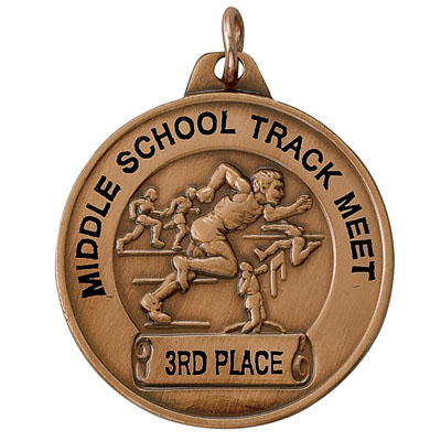 Personalized Bronze Boys Track Front Imprint Medals | TrophyCentral