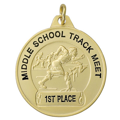 Personalized Gold Boys Track Front Imprint Medals