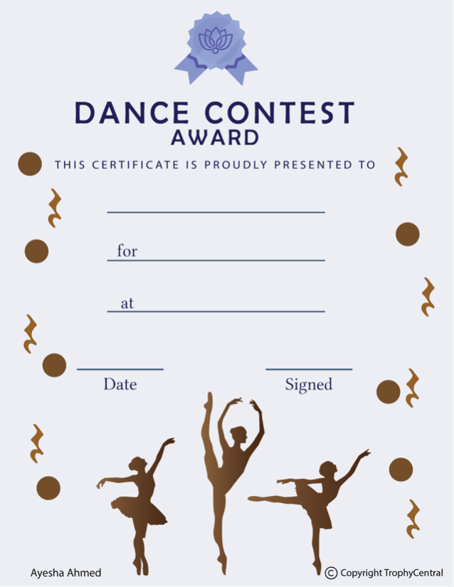 Free Dance Contest Award Certificate Template (female) | TrophyCentral