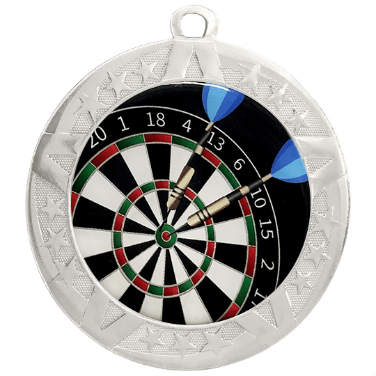 2 3/4 inch Darts Medals with a silver frame and 2 inch Epoxy dome ...
