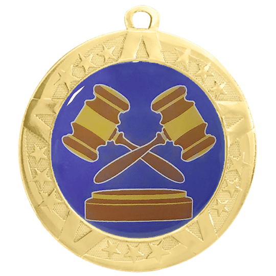 2 3/4 inch Debate medals with a gold frame and 2 inch Epoxy dome decal ...