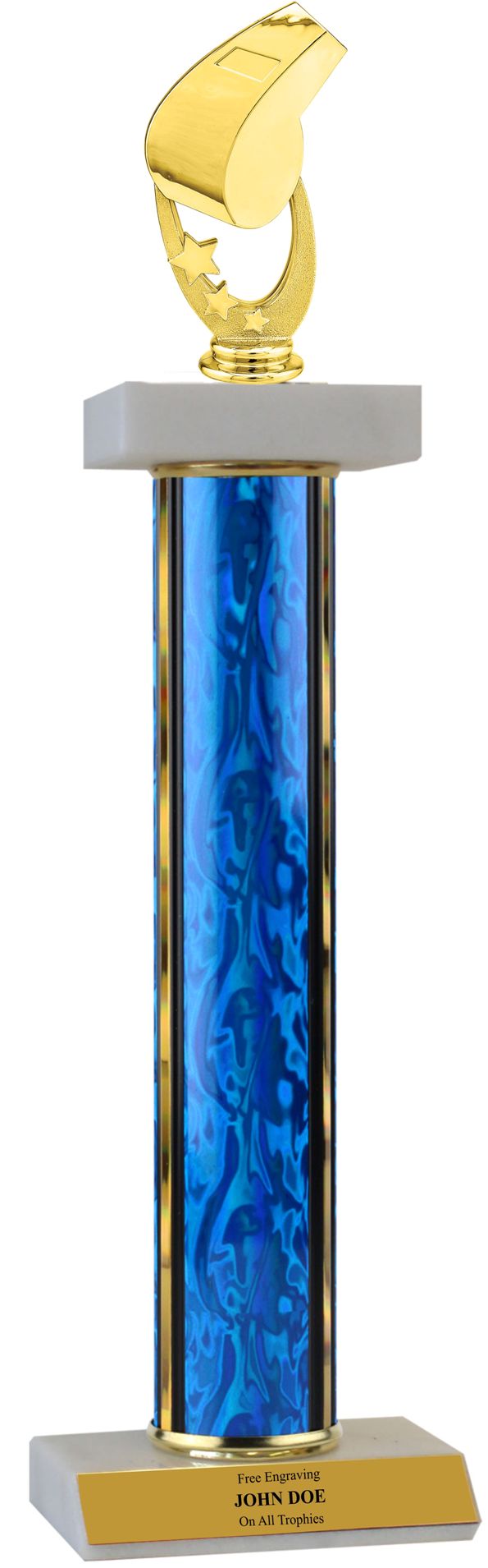 Marble Platform Trophies with Gold Leadership Whistle