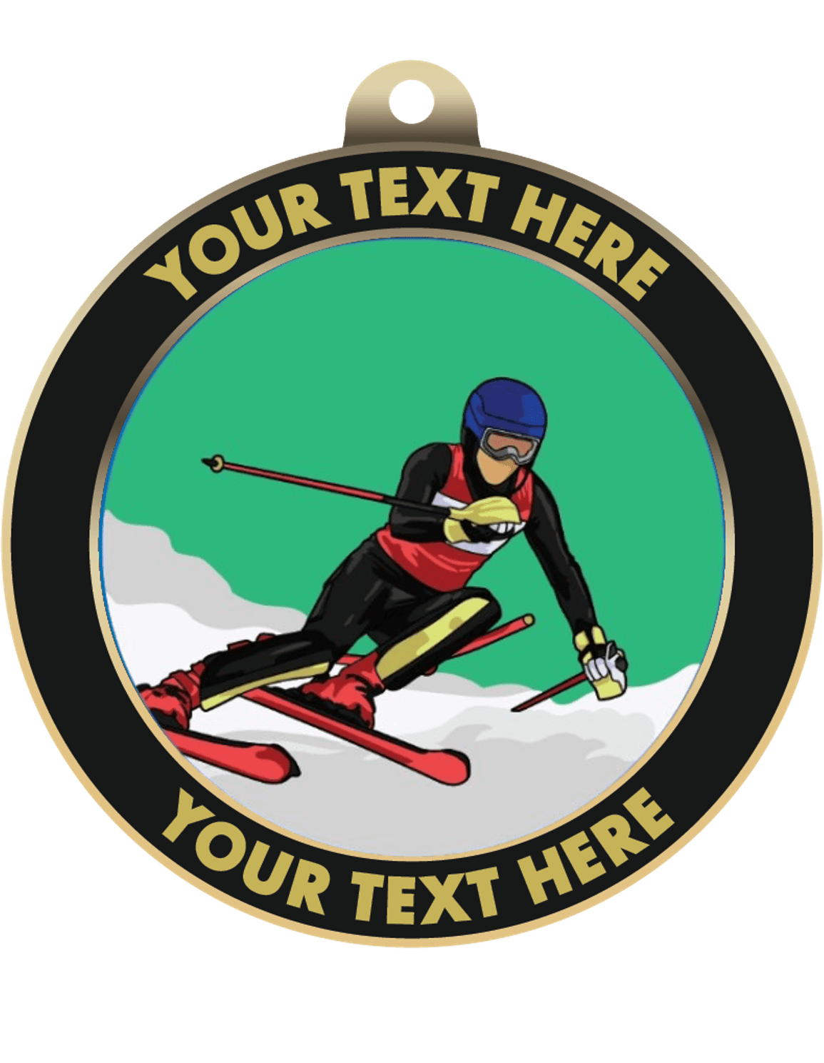 Colorful Downhill Skiing Insert Medals with Customizable Front Rim ...