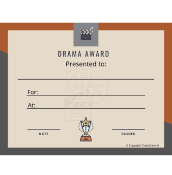 Free Drama Award Certificate Template | TrophyCentral