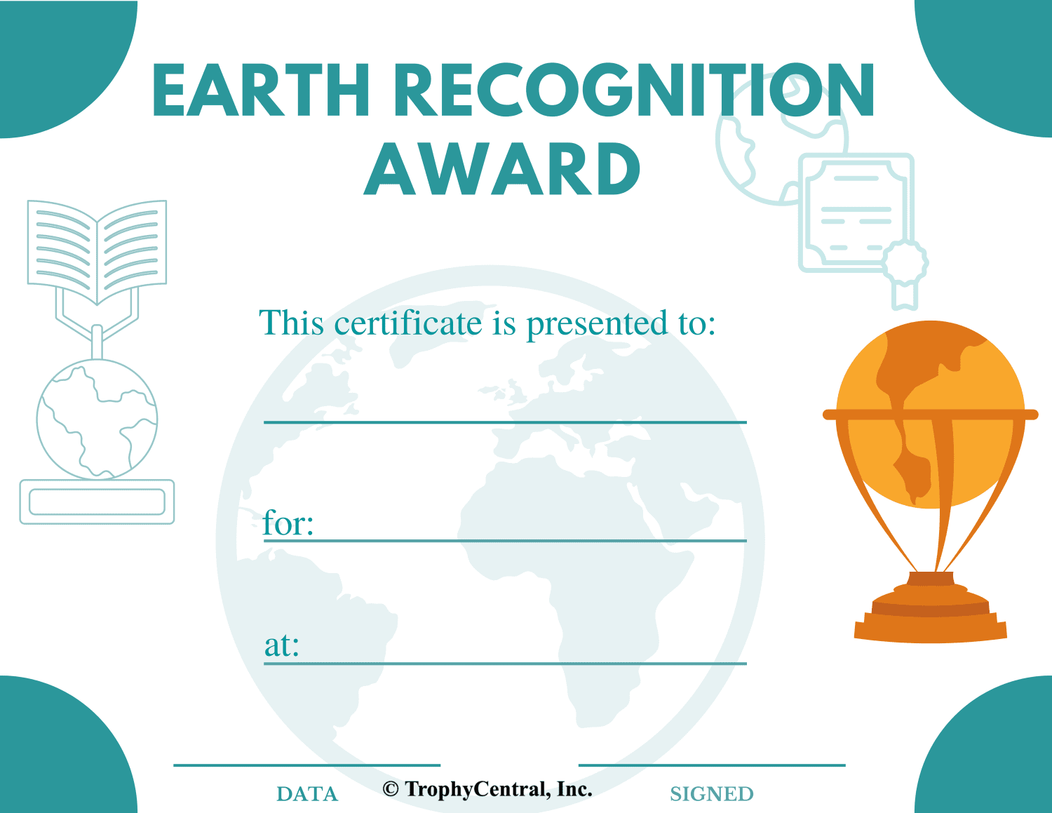 Free Earth Day Recognition Award Certificate Template | TrophyCentral