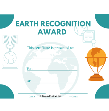 Free Earth Day Recognition Award Certificate Template | TrophyCentral