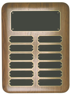 12 Name Plate Elliptical Walnut Plaques | Perpetual Plaques
