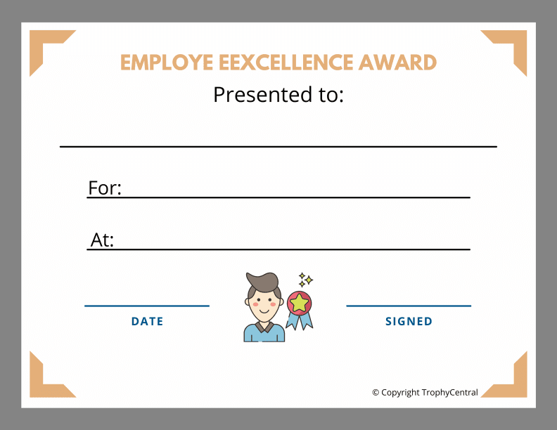 Free Employee Excellence Award Certificate Template | TrophyCentral