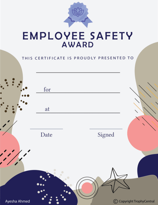 Free Employee Safety Award Certificate Template | TrophyCentral