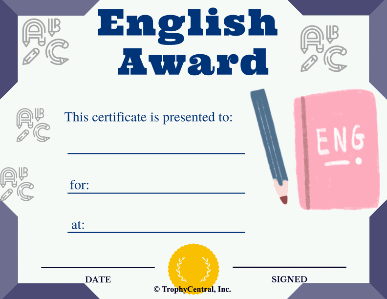 Free English Award Certificate | Achievement Templates