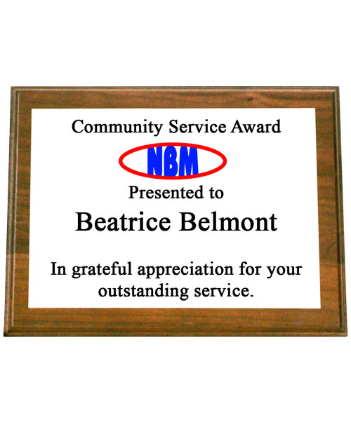 12" x 9" Solid Walnut Plaque with Color Logo | TrophyCentral