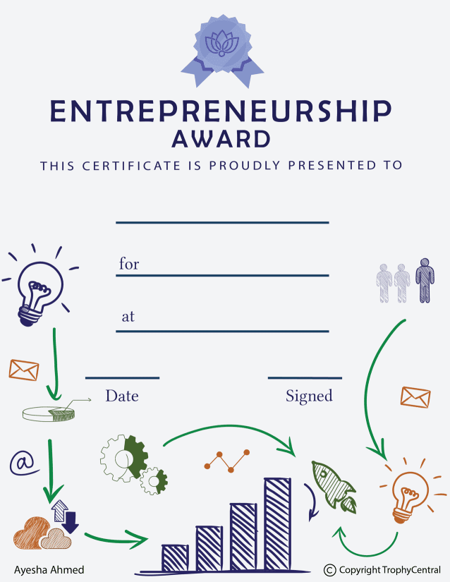 Free Entrepreneurship Award Certificate Template | TrophyCentral