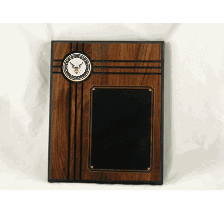 Etched United States Navy Plaque, Walnut Etched United States Navy Plaques