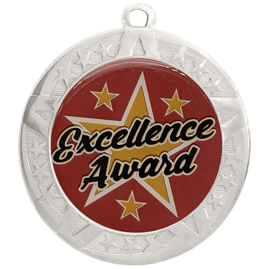 Excellence medals with a silver frame and 2 inch Epoxy insert.