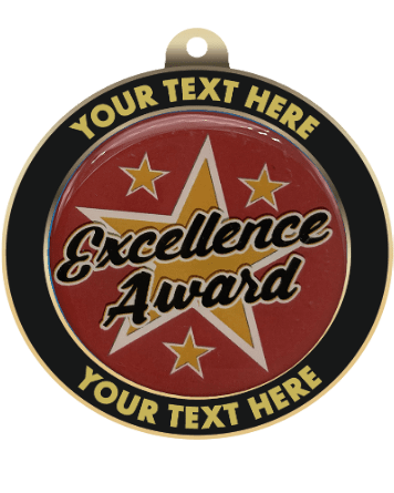 Colorful Excellence Insert Medals with Personalized Front Rim