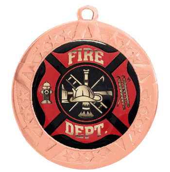 2 3/4 inch Fire Department Medals with a bronze frame and 2 inch Epoxy ...