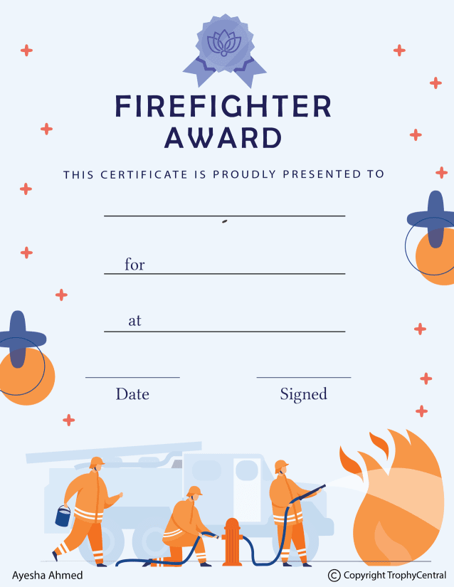 Free Firefighter Award Certificate Template | TrophyCentral