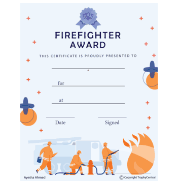 Free Firefighter Award Certificate Template | TrophyCentral