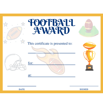 Free Football Award Certificate | TrophyCentral