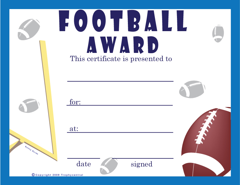 Free Football Certificates, Printable Football Award Certificate