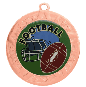 2 3/4 inch Football medals with a bronze frame and 2 inch Epoxy dome ...