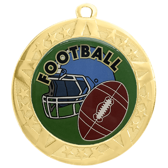 Gold Football Medal (2 inch, T Series) | Football Medals