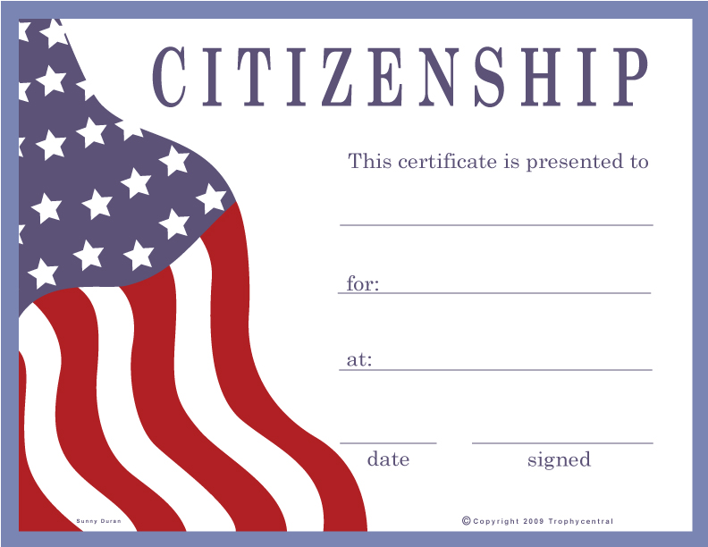 Free Citizenship Certificate | Citizenship Certificates