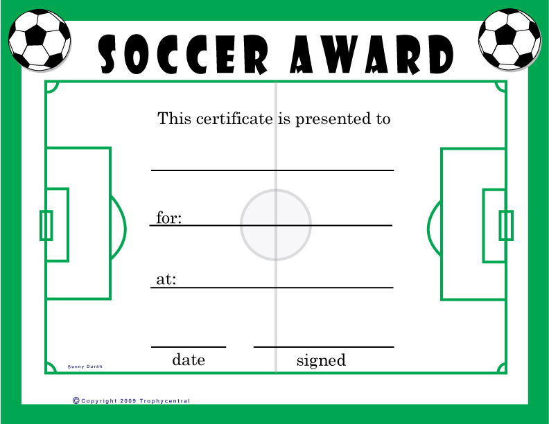 Free Soccer Certificates, Free Soccer Certificate Template