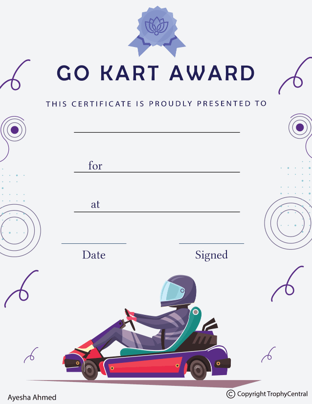 Free Go Kart Certificate Template | TrophyCentral