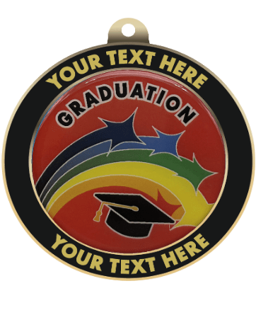 Colorful Graduation Insert Medals with Personalized Front Rim