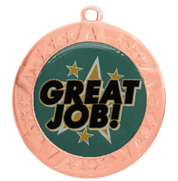 2 3/4 inch Great Job medals with a bronze frame and 2 inch Epoxy dome ...
